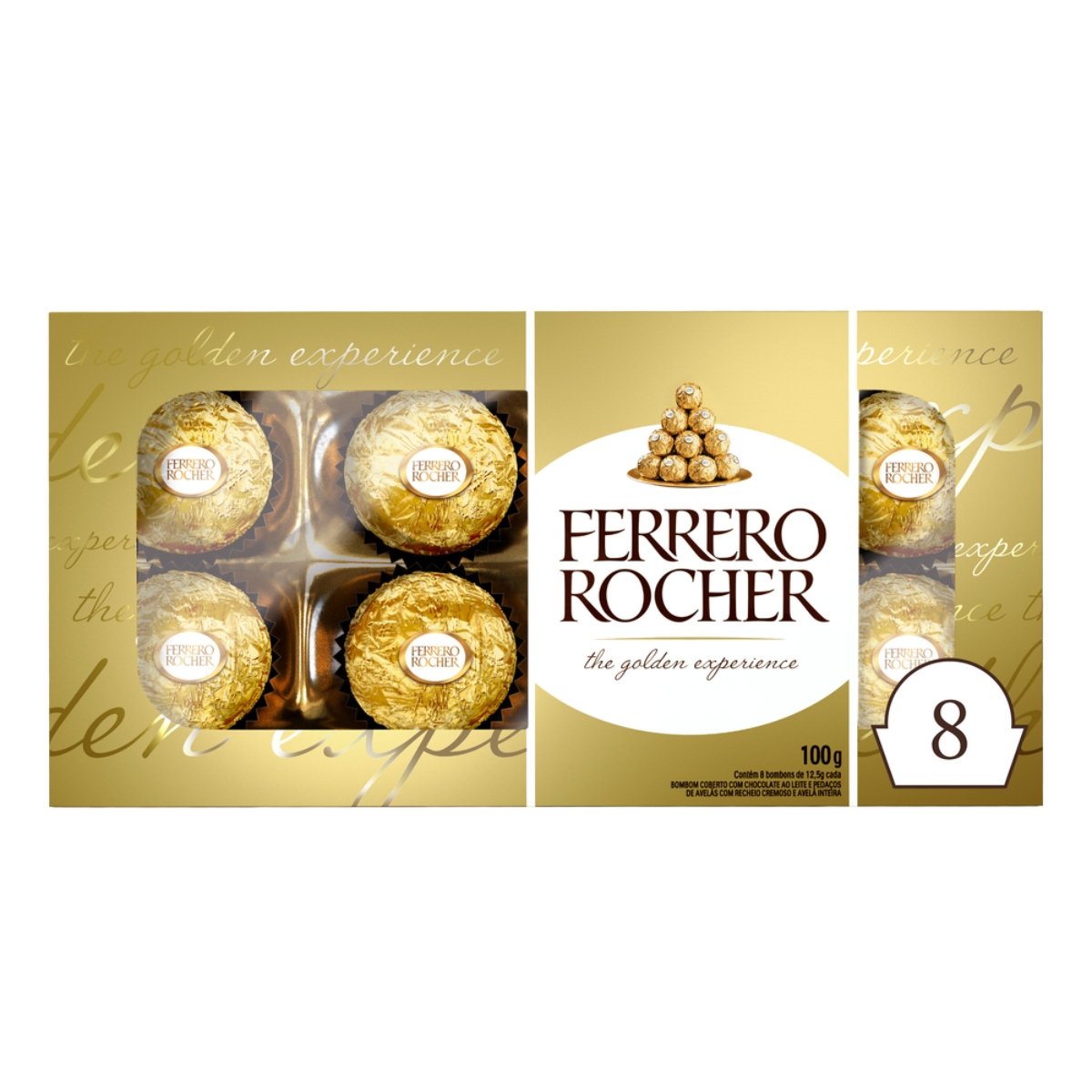 Bombom Ferrero Rocher 8 unidades 100g | Clube Extra