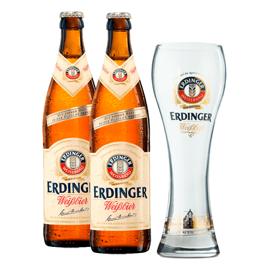 Cerveja Erdinger Weissbier 500ml 2 Unidades + Copo Erdinger | Clube Extra