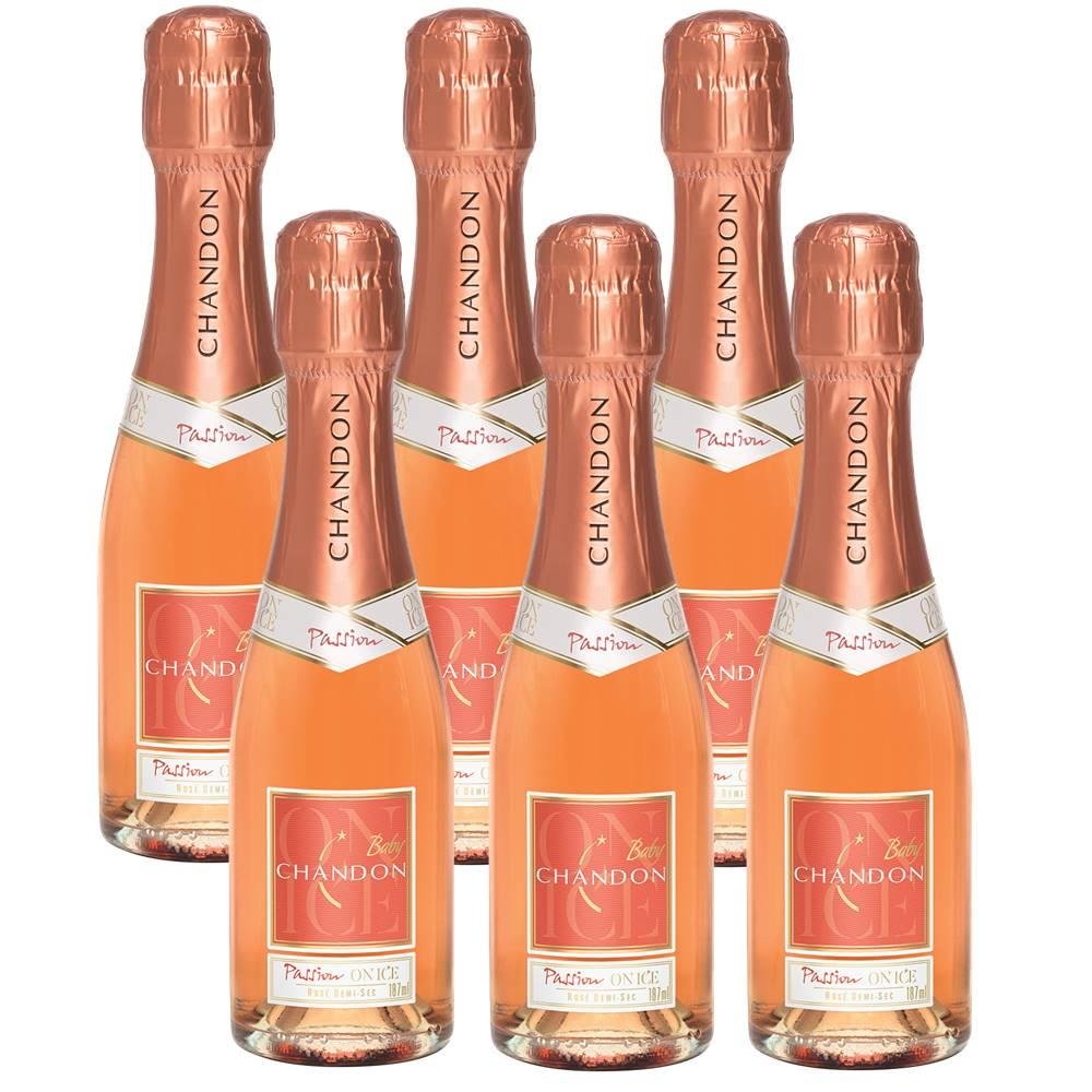 Kit 06 Un. Mini Espumante Chandon Baby Passion Rosé 187ml | Clube Extra