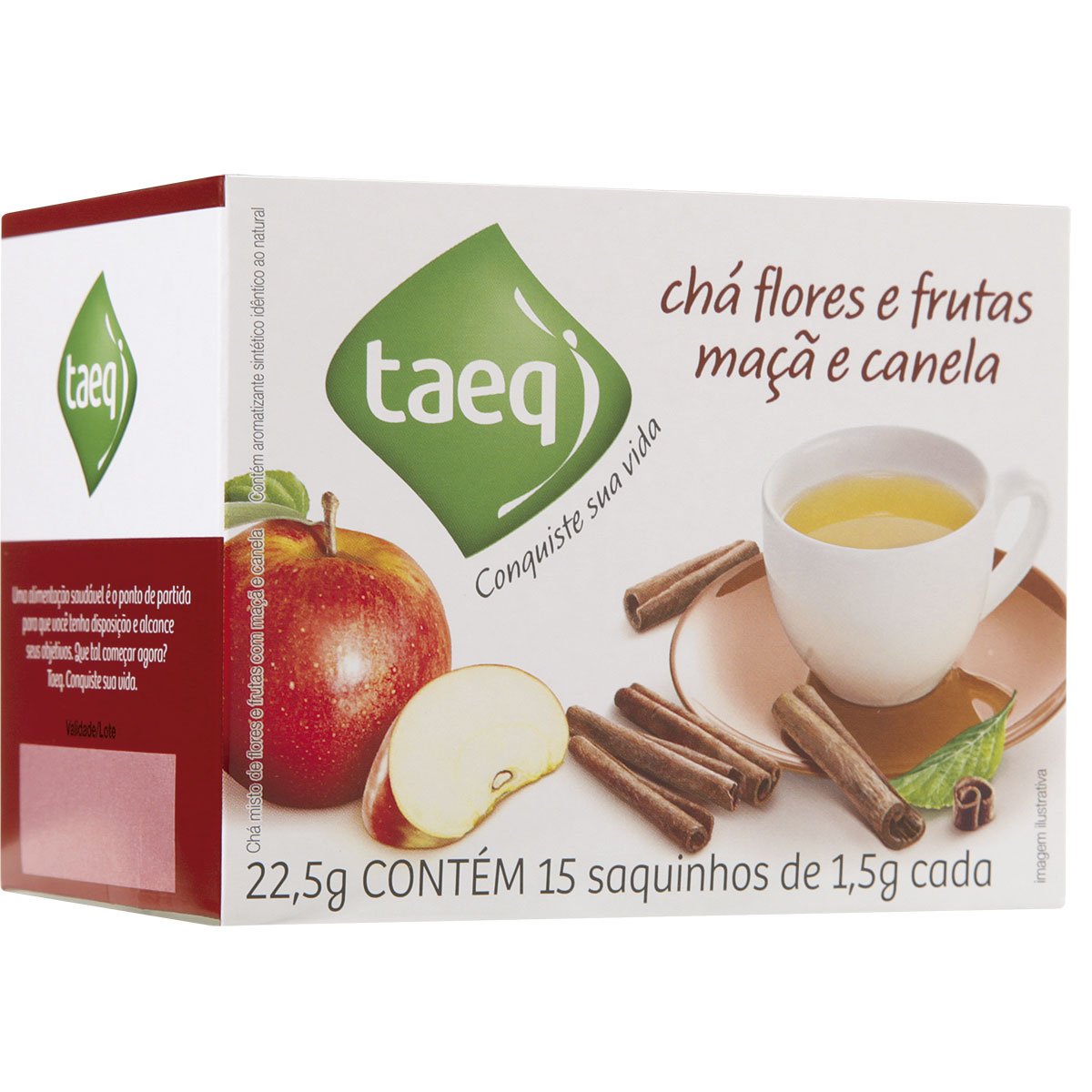 Chá de Flores e Frutas Sabor Maçã e Canela TAEQ 22,5g com 15 Saquinhos ...