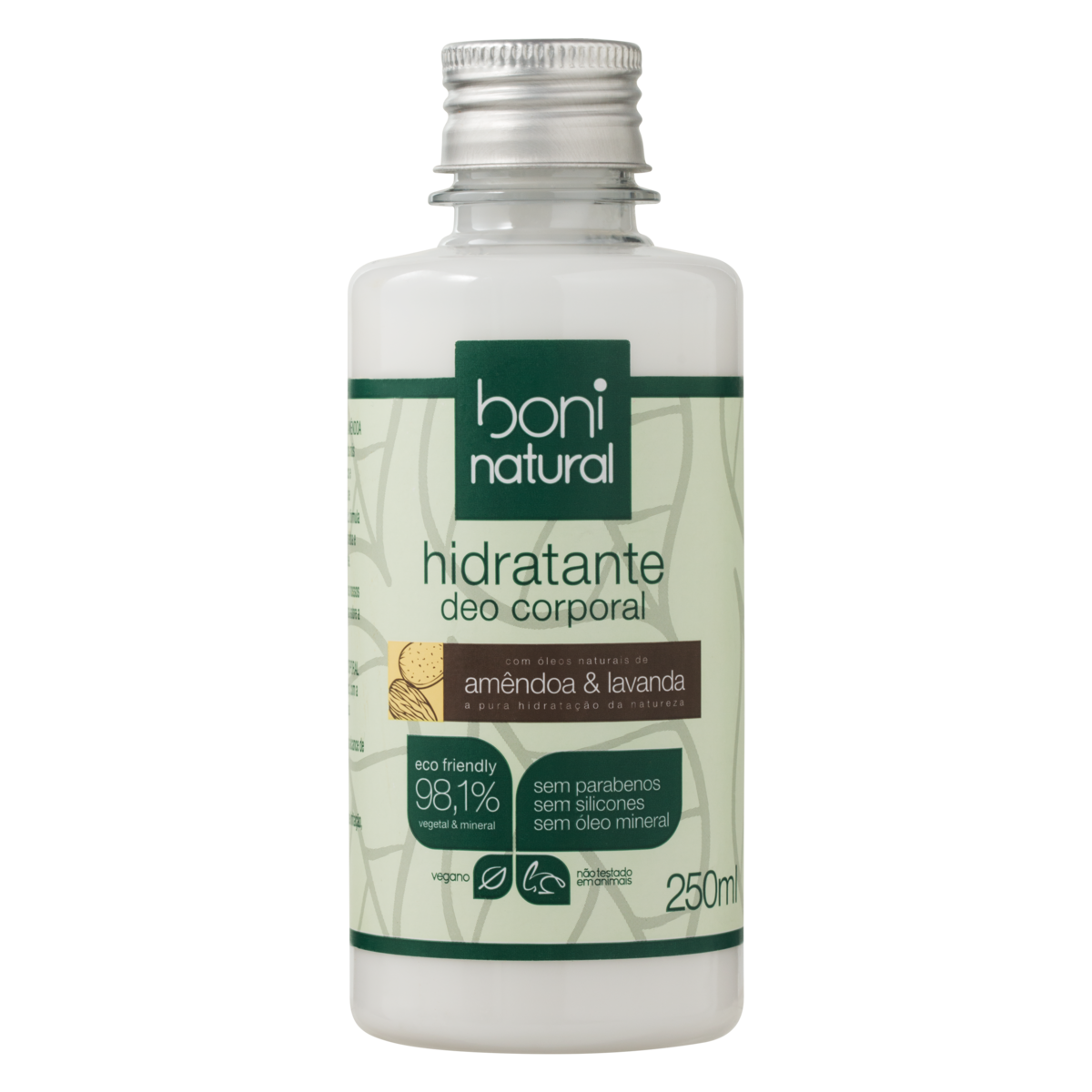 Hidratante BONI NATURAL Deo Corporal Amêndoa e Lavanda 250ml | Clube Extra