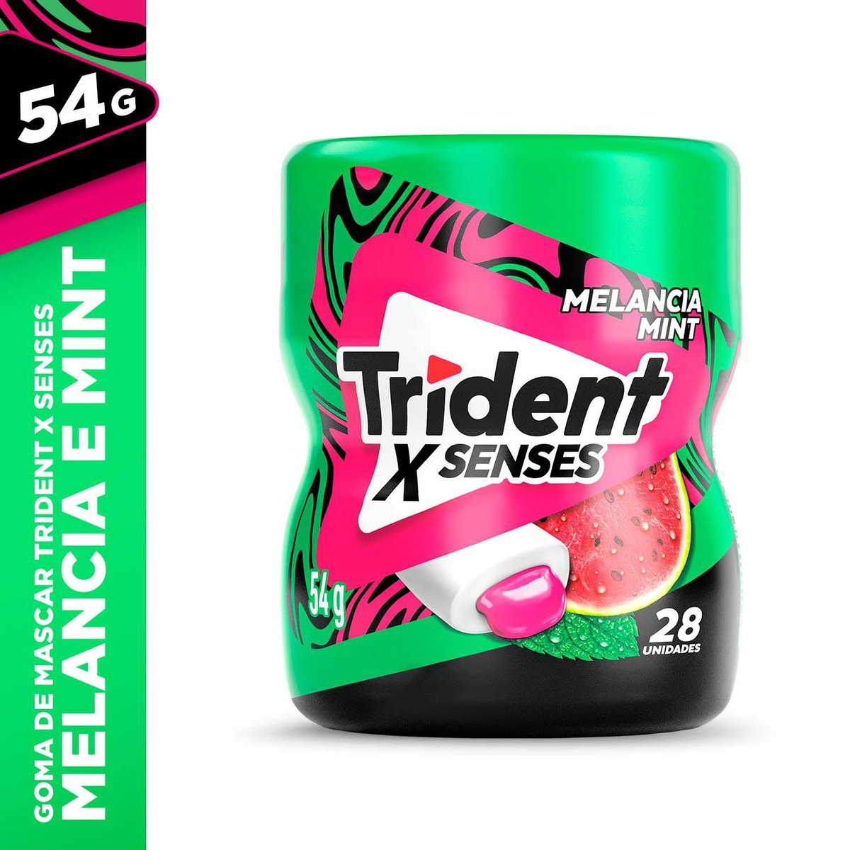 Chiclete Trident X Senses Melancia Menta Garrafa 54g | Clube Extra