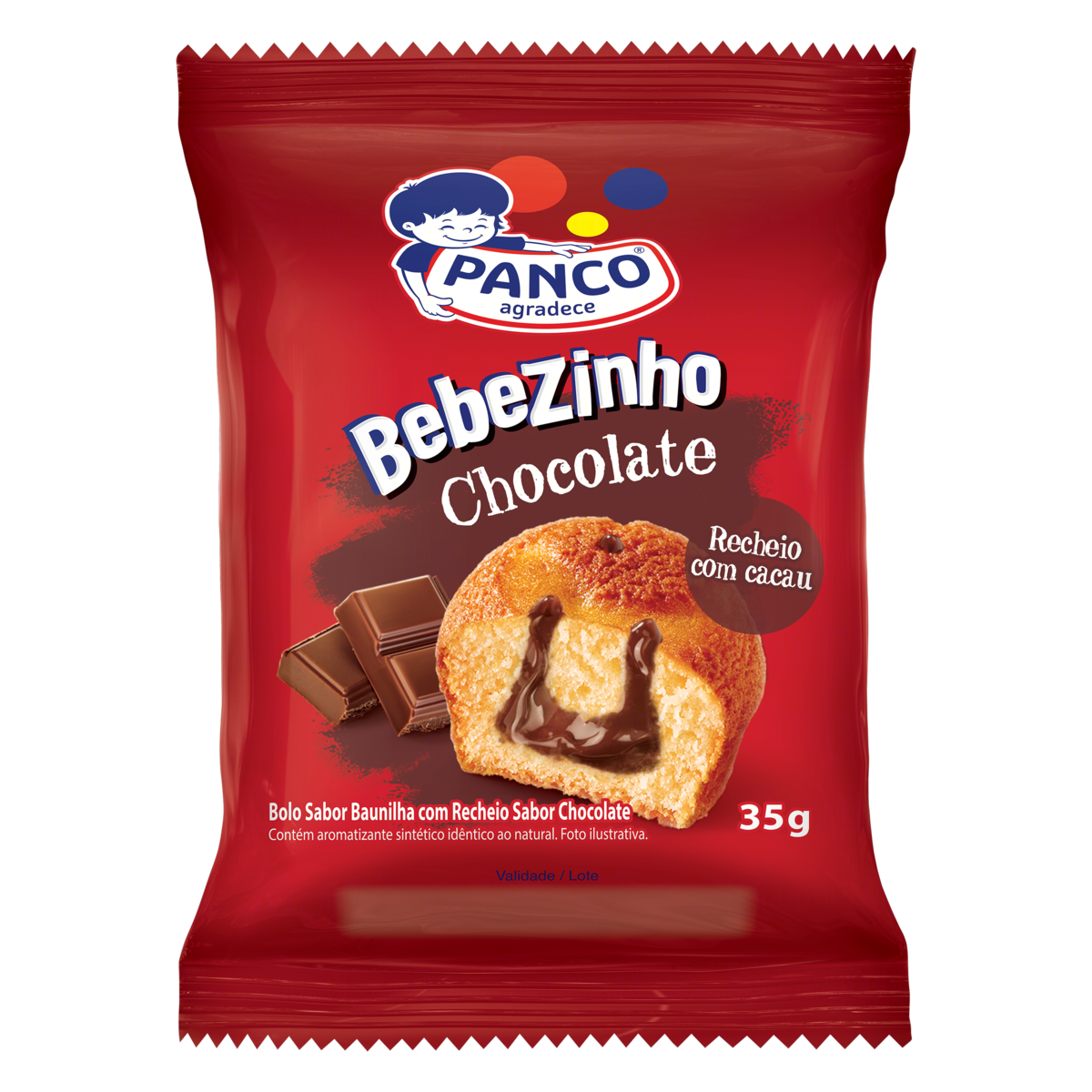 Bolo Baunilha Recheio Chocolate Panco Bebezinho Pacote 35g | Clube Extra