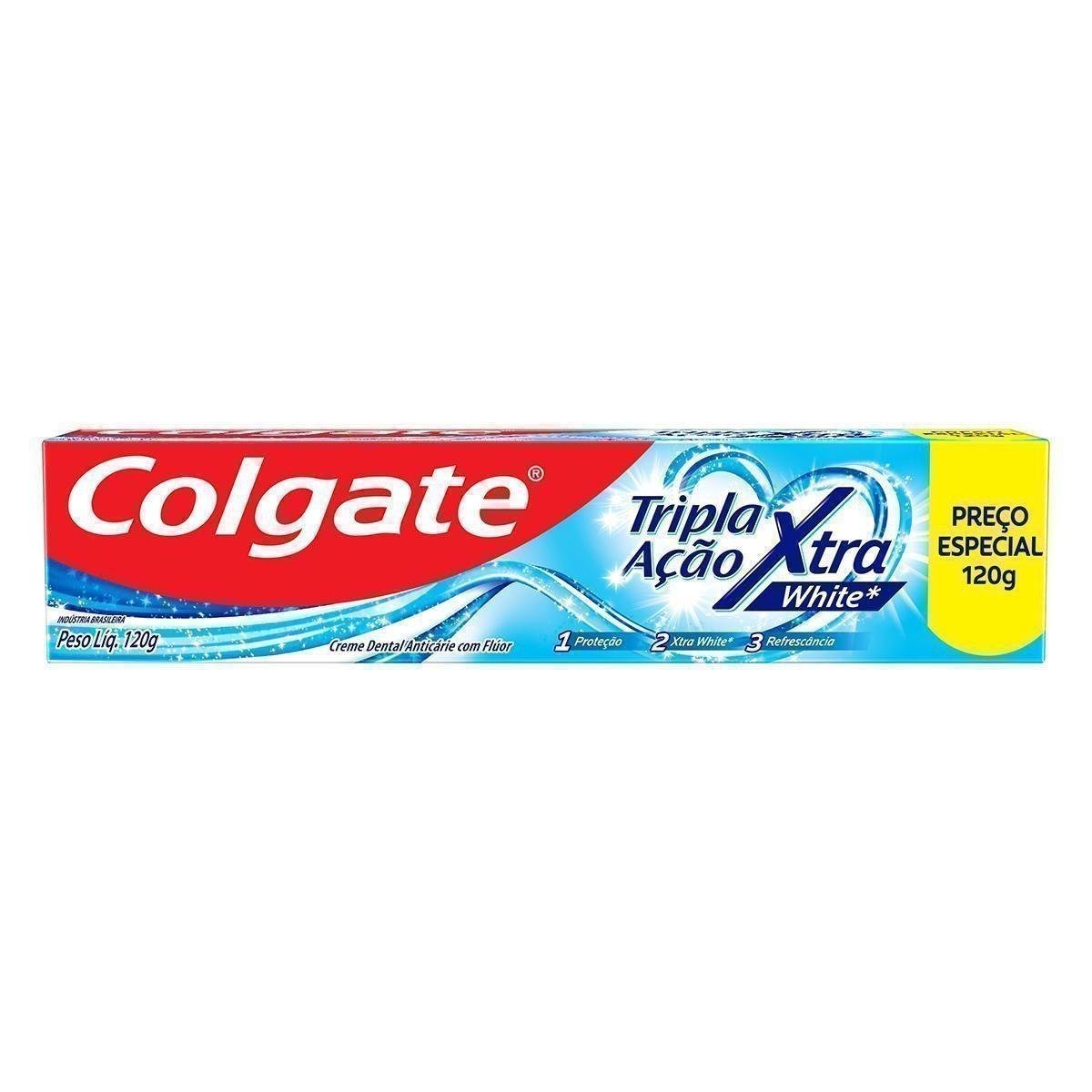 Creme Dental Colgate Tripla Ação Xtra White Caixa 120g | Clube Extra
