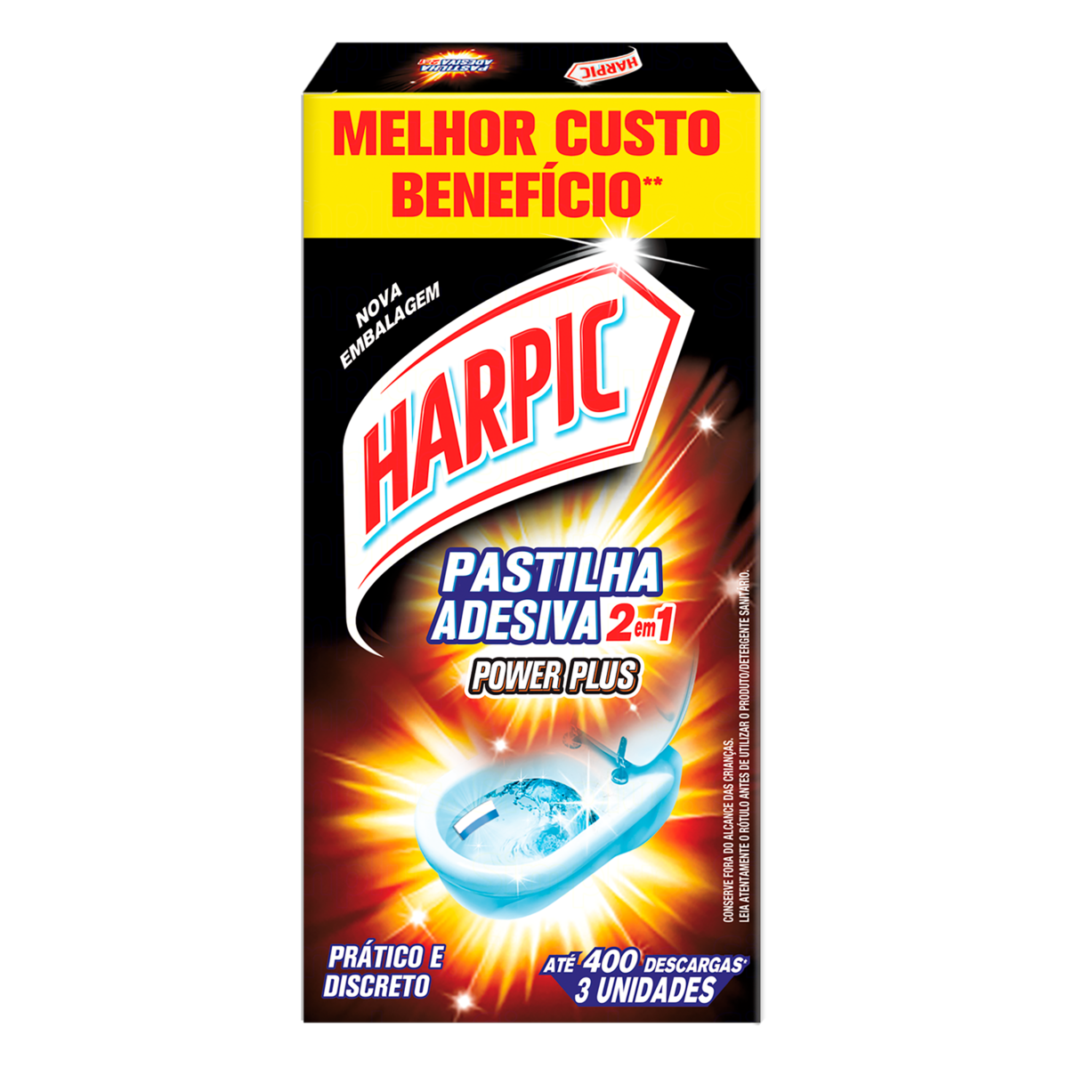 Pastilha Adesiva Sanitária Harpic Power Plus com 3 unidades | Clube Extra