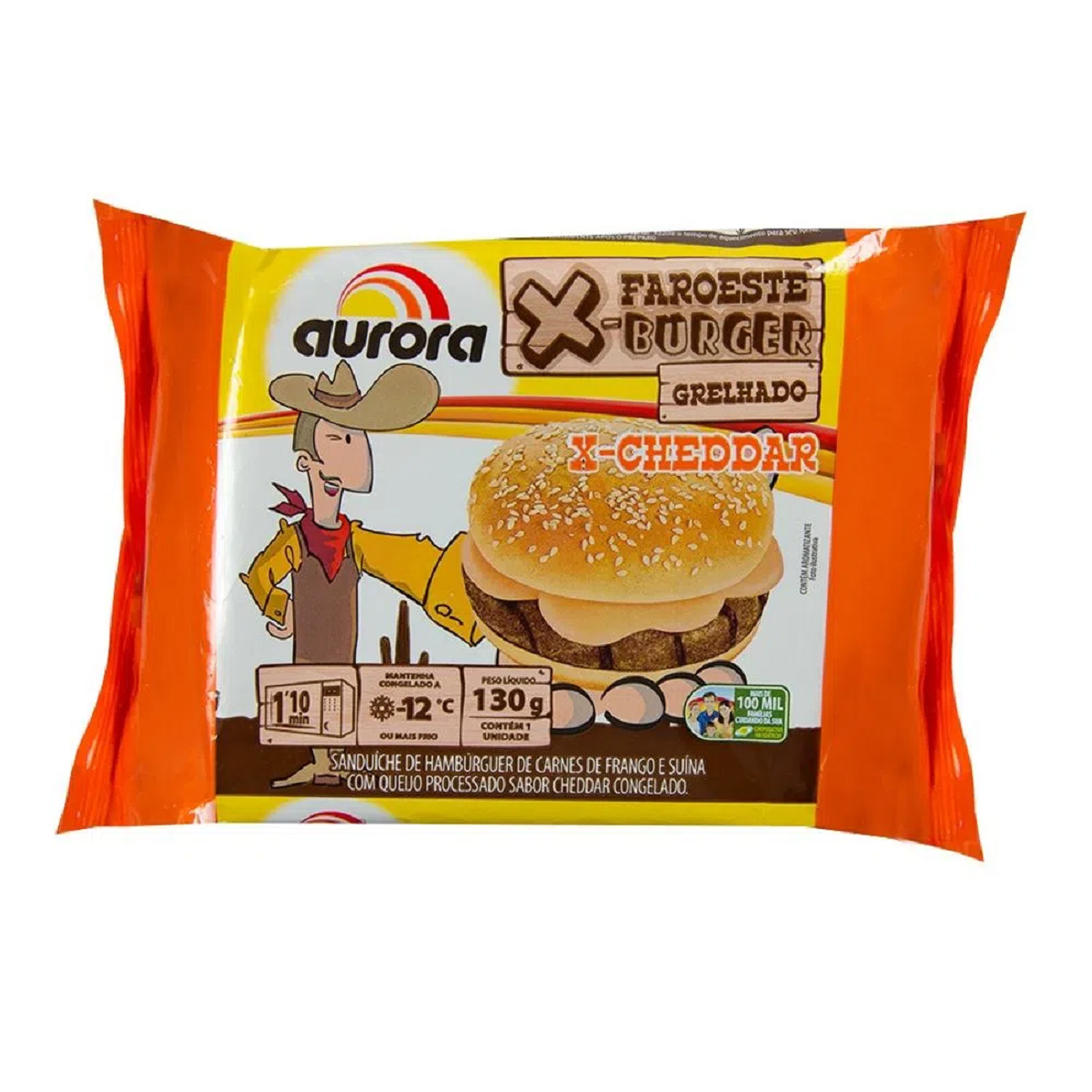 Sanduíche Faroeste X Cheddar Aurora 130g | Clube Extra