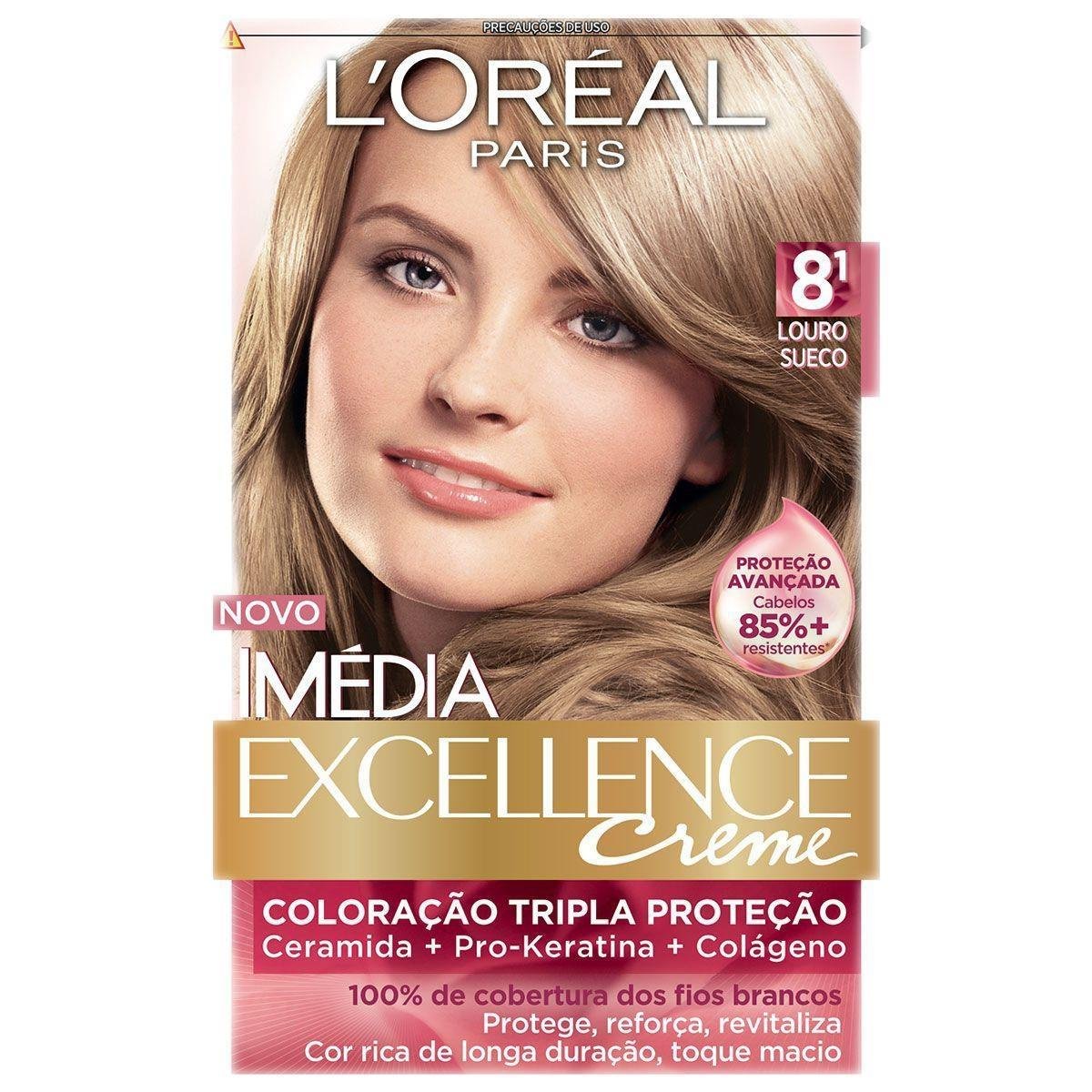 Kit Coloração Creme 8.1 Louro Sueco L'oréal Paris Imédia Excellence ...