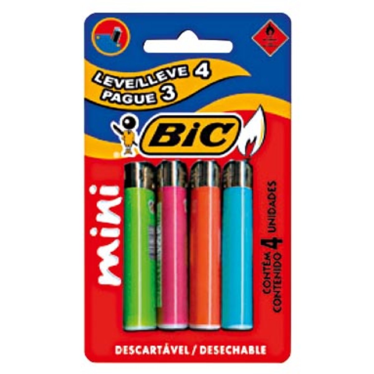 Isqueiro Bic Mini Leve 4 Pague 3 | Clube Extra